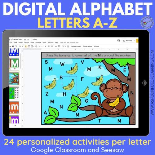 Digital Alphabet Activities for GOOGLE SLIDES and SEESAW | TPT