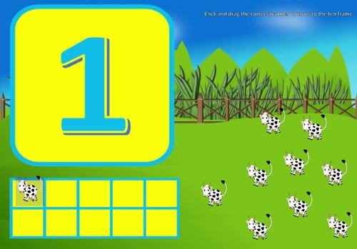 Subitizing Ten Frames with Cows Boom Cards by Teacher's Pride | TPT