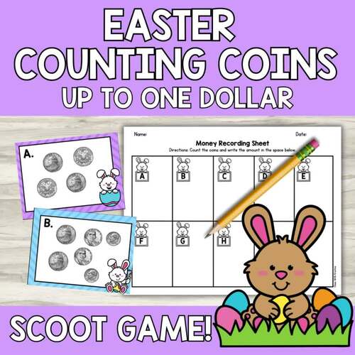 Easter Counting Money Coins Scoot Game (Up to $1.00) | Math Task Cards ...