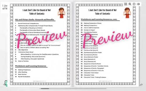 I Just Don't Like the Sound of No! Interactive Read Aloud Lesson Plan ...