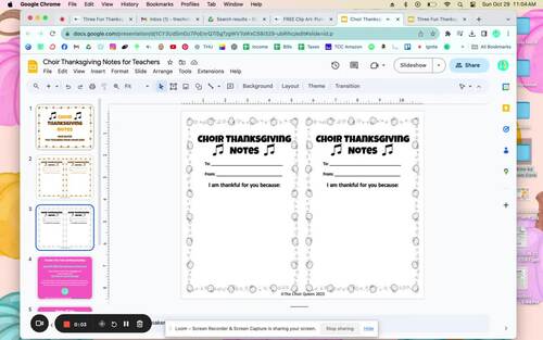 Choir Thanksgiving Notes for Teachers by The Choir Queen | TPT