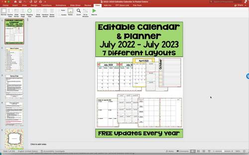 2022-2023 Editable Calendar and Planner in Pastel Colors with FREE Updates