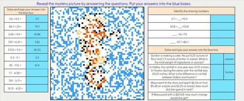 Digital Math Pixel Art Mystery Picture 4th Grade TEKS 4.4.A Addition ...