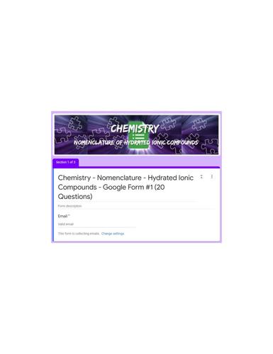 Chemistry - Nomenclature - Hydrated Ionic Compounds - Google Form #1