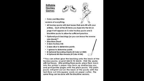 50% OFF Hockey Activities Sight Words EDITABLE For ANY List Letters ...