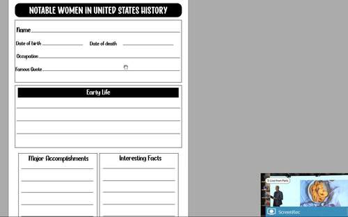 Notable Women in United States History Graphic Organizer by Printed 4 You