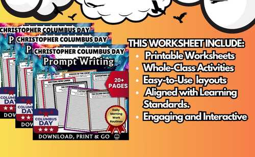 Christopher Columbus Day Opinion Prompt Writing Activities 4th,5th,6th ...
