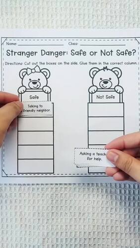 Stranger Danger: Safe or Not Safe? – Cut and Paste Sorting Activity
