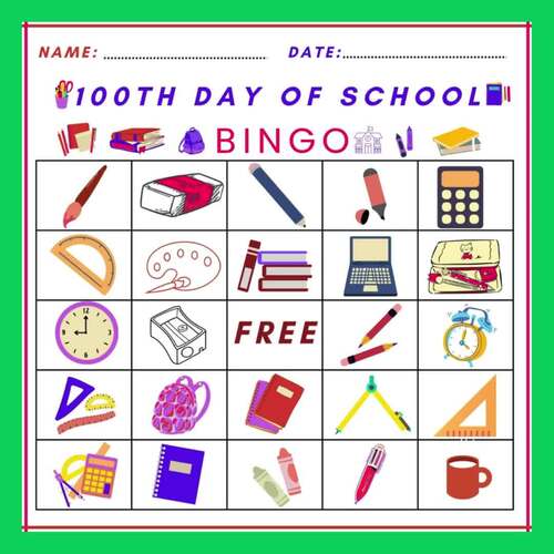 100th Day of School Bingo Cards Game by YOUS18 TEACHER | TPT