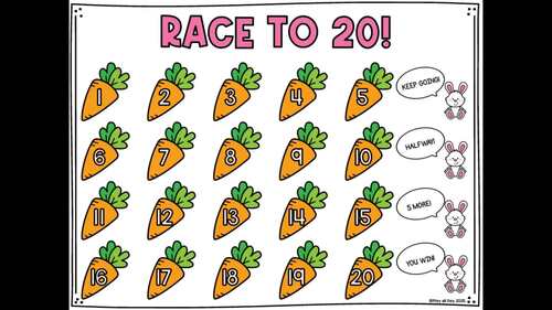 Easter Counting to 20 | Easter Race to 20 Activity Mats by Play All Day