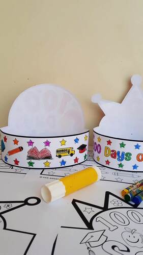 100th Day of School Crown Hat Craft, 100 Days of School Coloring Pages ...