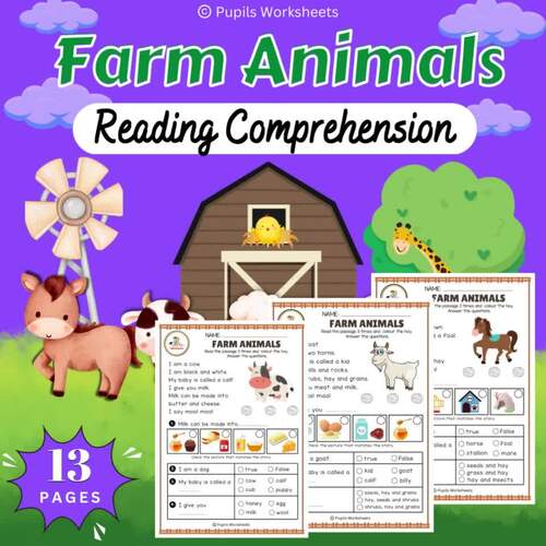 Farm Animals Reading Comprehension Passages Worksheets #aprilue2
