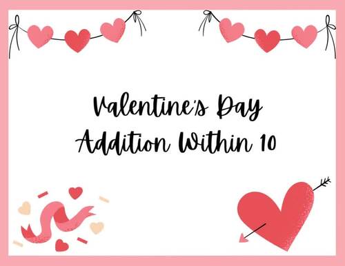 Valentine Math Center Addition Task Cards for Valentine's Day Fact Fluency