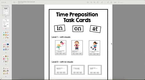 Time Preposition Task Cards by The Autism Helper | TPT