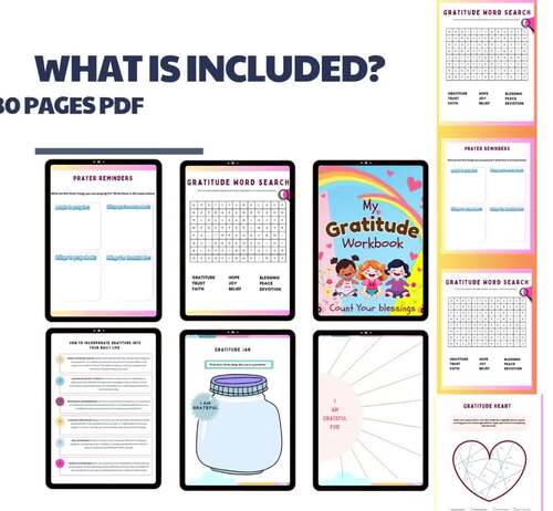 Gratitude Journal Workbook for Kids Affirmation 30 Pages Kindergraten ...