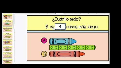 Nonstandard Measurement Comparing lengths Spanish Google Slides | TPT