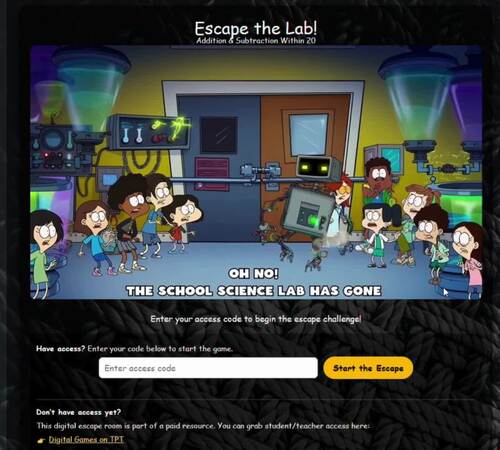 Digital Escape Room: Addition & Subtraction Within 20 | Self-Checking ...