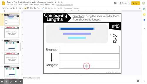 Comparing Lengths First Grade Math Activity for Google Slides | TPT