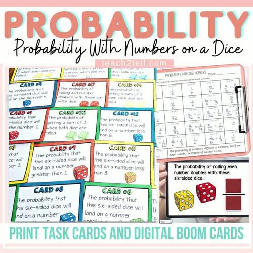 Theoretical Probability Dice Activities Print and Digital Task Cards ...