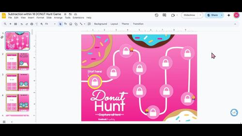 Digital Subtraction within 18 Math Fact Fluency FUN DONUT Game 1st 2nd ...