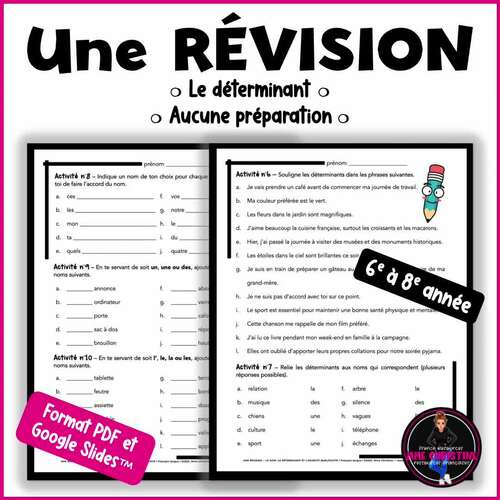 TEST I le nom I le déterminant I l'adjectif qualificatif I French Grammar