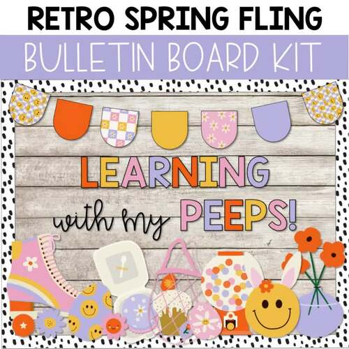 Retro Spring Fling Bulletin Board Kit / Retro Groovy Classroom Decor ...