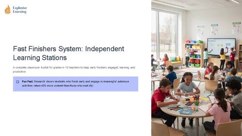 Fast Finishers System Independent Learning Stations Complete Classroom ...