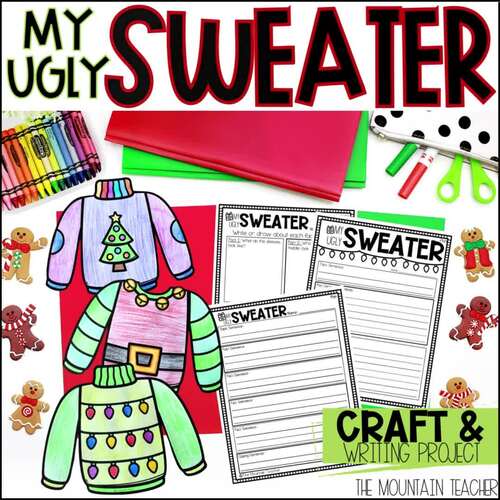 Ugly Sweater Template, Coloring and Writing Prompt for Christmas ...