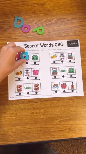 Secret CVC Word Task Cards Activity- Blending Words Worksheets Literacy ...