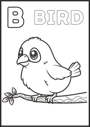 Best Printable Bird,Lettre B,Coloring Page, Kids,Cute,PreK,sheet,Beautiful