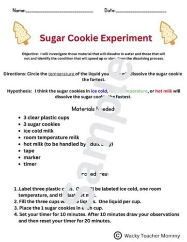Sugar Cookie Science Experiment: SC.5.P.8.2 by Wacky Teacher Mommy