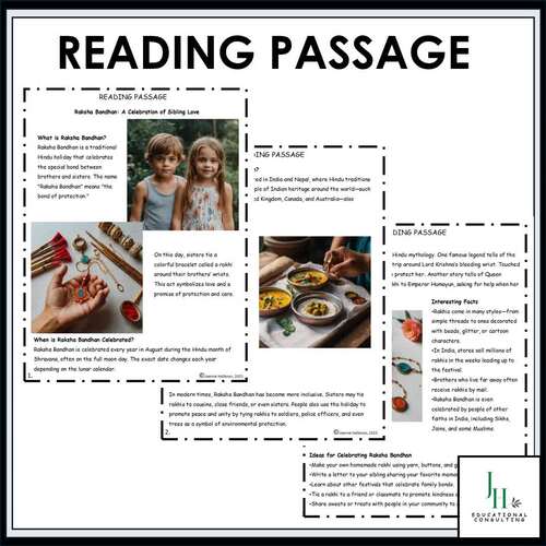 Raksha Bandhan Reading Comprehension Activities | Middle | August Worksheet