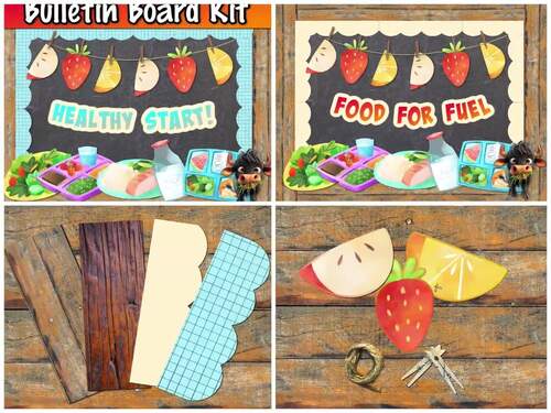 Healthy Food Bulletin Board Kit New Year Healthy Start Food Theme ...