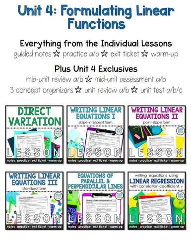 Unit 4 + Activities: Formulating Linear Functions - Texas Algebra 1