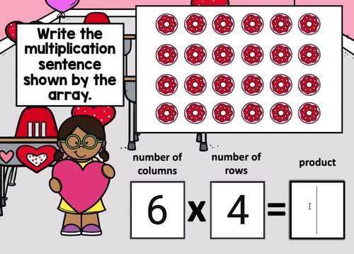 Valentines Day Multiplication Arrays Math Boom Cards by 3rd Grade Engaged