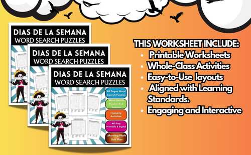 Dias De La Semana Word Search Activities Morning Work 4th,5th,6th,7th ...