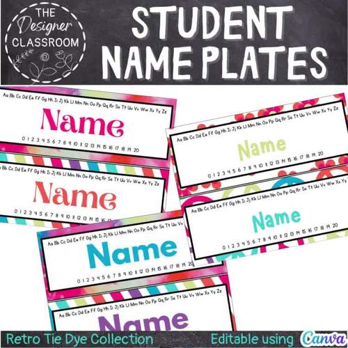 Student Name Plates | Retro Tie Dye Classroom Decor by The Designer ...