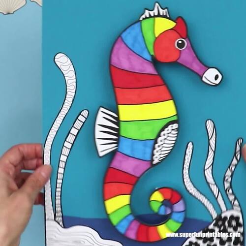 3D Seahorse Paper Craft by The Craft Train | TPT