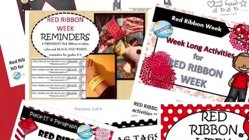 RED RIBBON WEEK - games, writing, trifolds, colorings, and more! BUNDLE