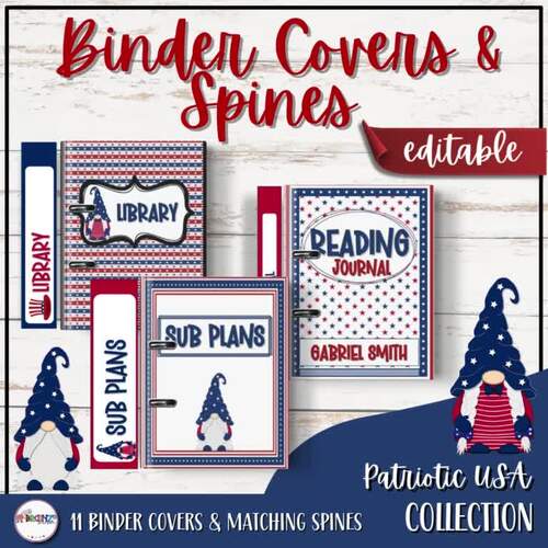 Editable Patriotic Binder Covers & Spines | Red, White & Blue Class ...