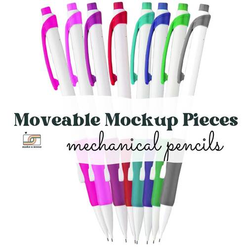 Mechanical Pencils Mockup Movable Images | Transparent Background PNG