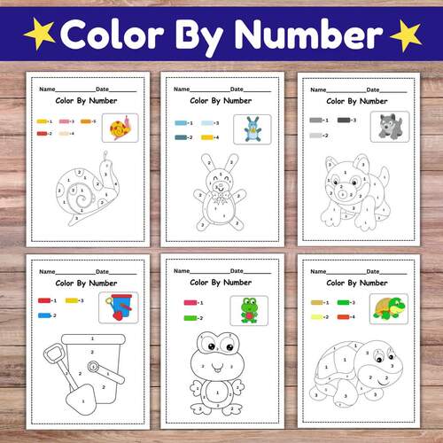 Color by Number Worksheets for Kids, 20 Fun Printable Coloring Activity ...