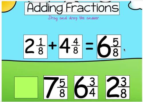 Adding Fractions BOOM CARDS distance learning by Miss Coffee's Class