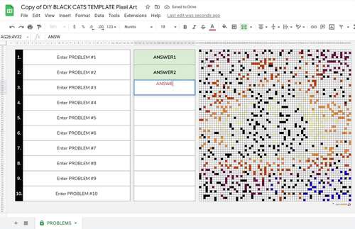 GOOGLE SHEETS DIY Halloween Digital Pixel Art Template EDITABLE | TpT