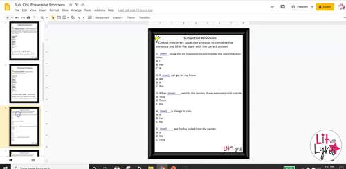 Subjective, Objective, & Possessive Pronouns | Distance Learning