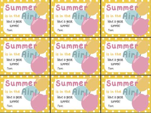 "Air-y" and Chewy Taffy End of the Year Gift Tag- Summer is in the air!
