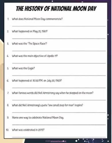 Moon Day Reading Comprehension Worksheets by Metacognitive Teacher