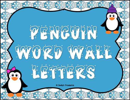 Penguin Word Wall Letters by Cindy's Treasures | TPT