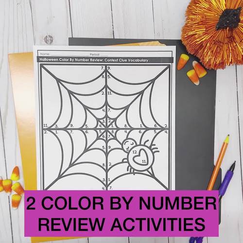 Halloween ELA Content Review Activities Middle School Digital and Print