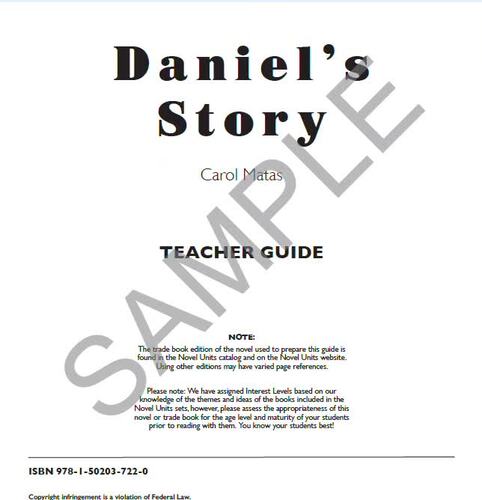 Daniel's Story Novel Units® Teacher Guide Novel Study | TPT